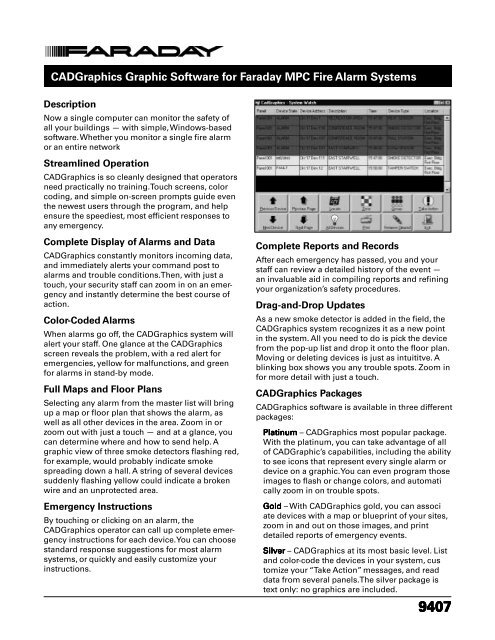CADGraphics Graphic Software for Faraday MPC Fire Alarm Systems