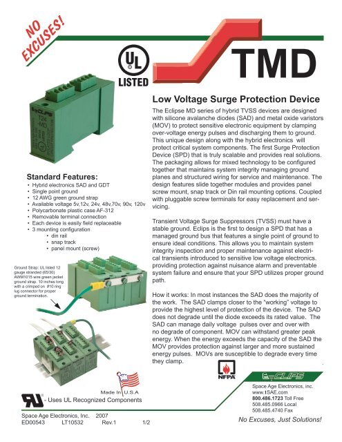 Low Voltage Surge Protection Device - Space Age Electronics, Inc.