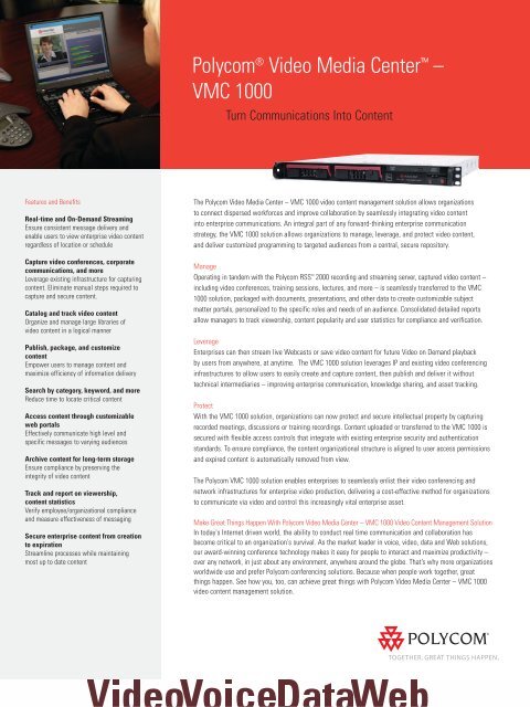 Polycom Video Media Center VMC 1000 Data Sheet - IVCi