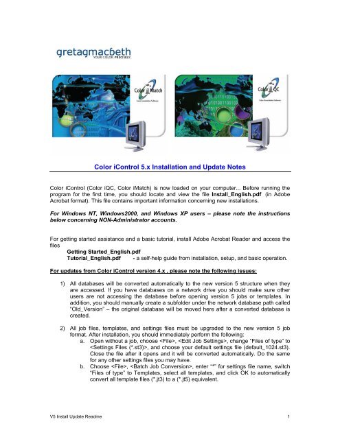 Color iControl 5.x Installation and Update Notes