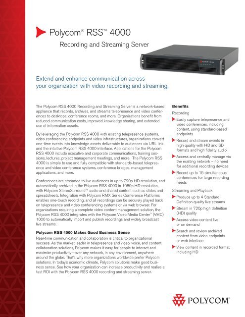 Polycom RSS 4000 Data Sheet - IVCi
