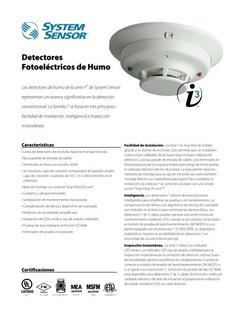 Detectores Fotoeléctricos de Humo - System Sensor Canada
