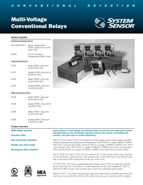 Multi-Voltage Conventional Relays - System Sensor Canada