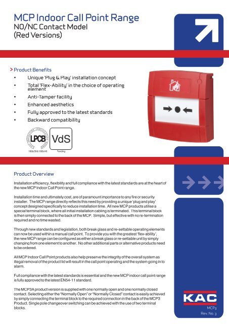 MCP Indoor Call Point Range MCP Indoor Call Point Range