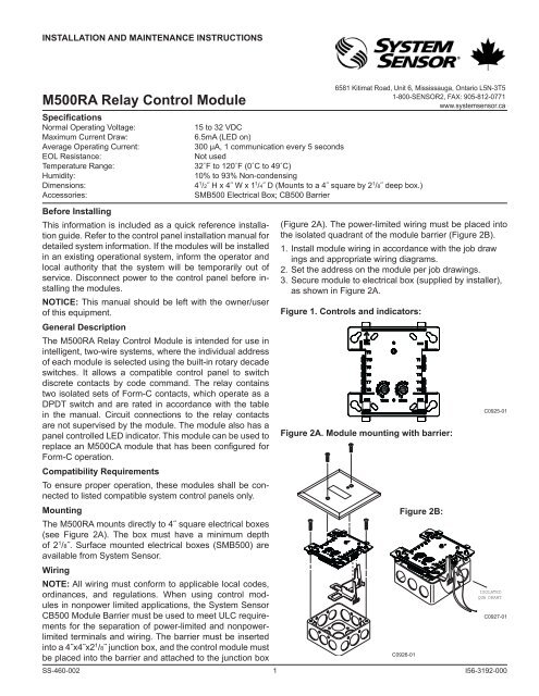 Installation Instructions - System Sensor Canada