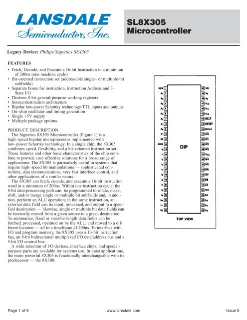 Philips / Signetics SL8X305 - LANSDALE Semiconductor Inc.