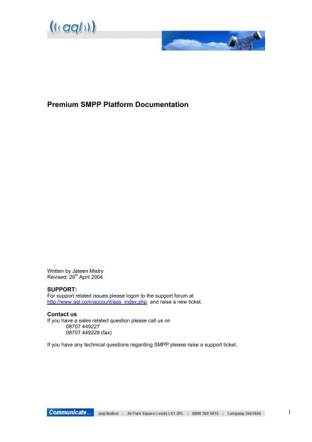 Premium SMPP Platform Documentation - Aql