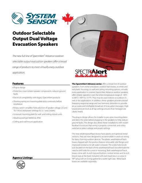 Data Sheet - System Sensor Canada