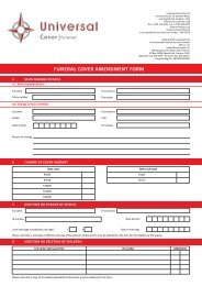 Funeral Cover Application Form - Universal Healthcare