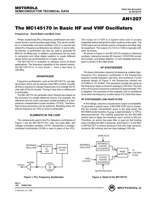 The MC145170 in Basic HF and VHF Oscillators - LANSDALE ...