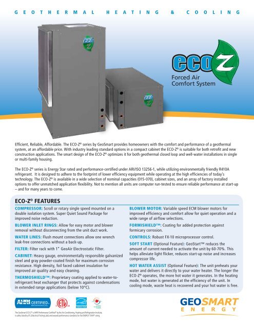 ECO-Z Brochure - GeoSmart Energy