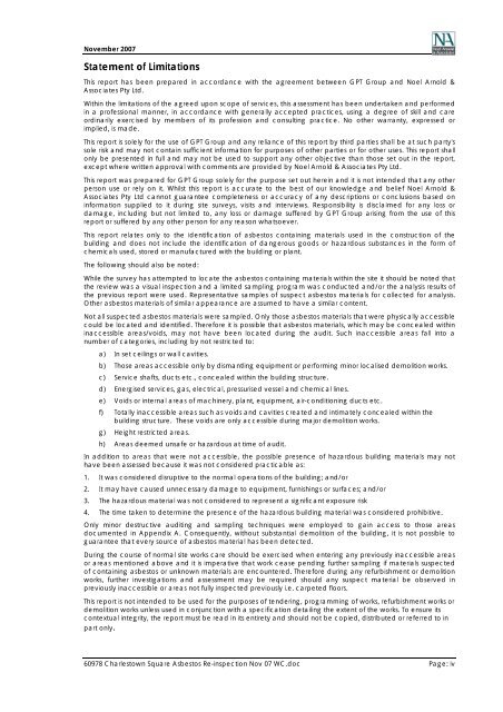 November 2007 Statement o