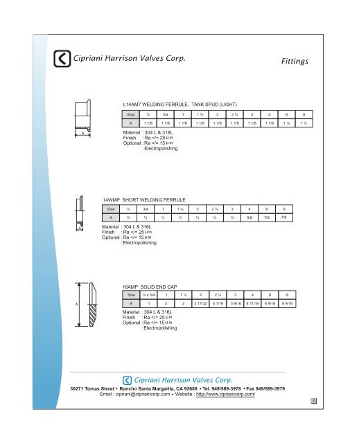 Fittings Cipriani Harrison Valves Corp. - Bay Port Valve & Fitting