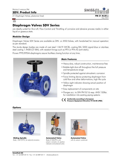 Diaphragm Valves SDV Series - Bay Port Valve & Fitting