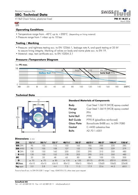 SBC: Technical Data - Bay Port Valve & Fitting