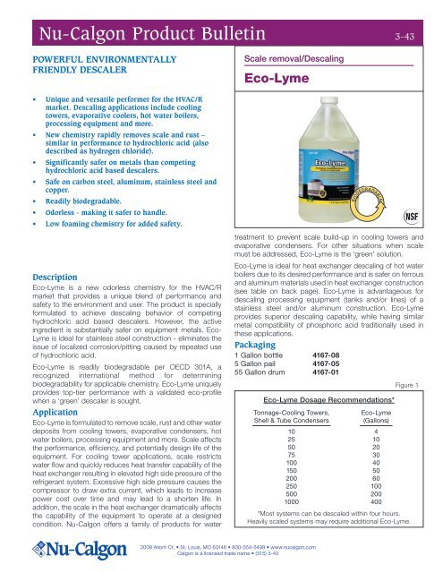 Nu-Calgon Product Bulletin