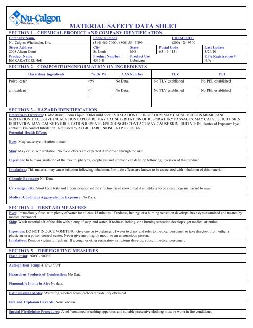 Emkarate RL 46H - Nu-Calgon