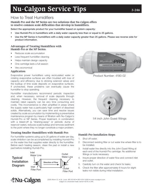 Nu-Calgon Service Tips