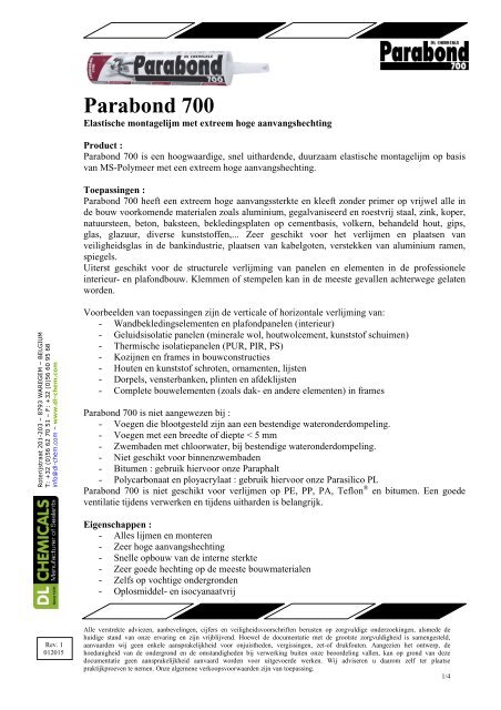 Parabond 700 - DL Chemicals
