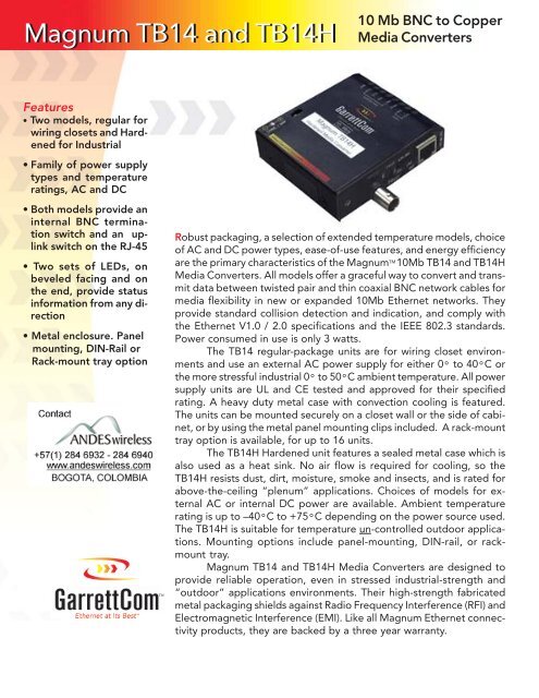 Magnum TB14 and TB14H - ANDESwireless