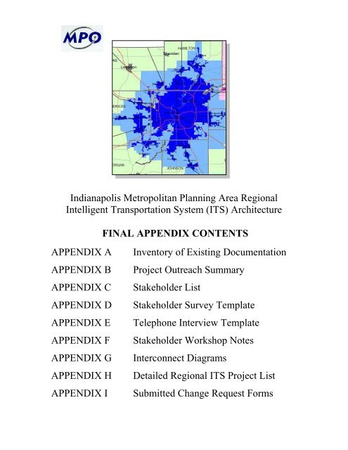 ITS Appendices - Indianapolis Metropolitan Planning Organization ITS Appendices - Indianapolis Metropolitan Planning Organization