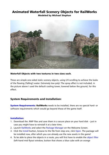 Animated Waterfall Scenery Objects for RailWorks