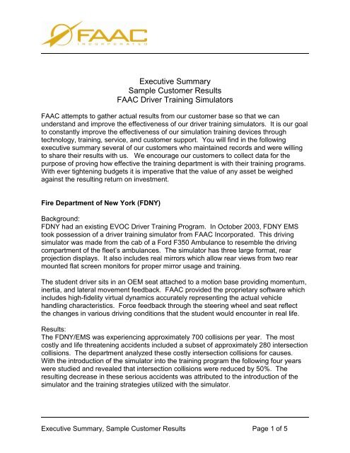 Customer Results - FAAC Incorporated