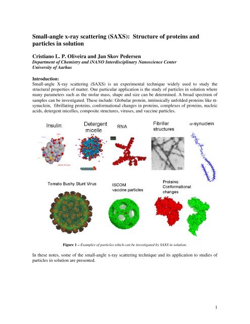 Small-angle x-ray scattering (SAXS): Structure of ... - iNanoschool