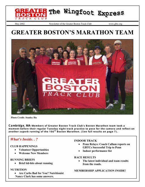 May - Greater Boston Track Club