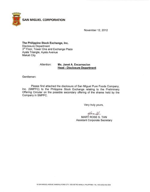 PSE SMPFC Preliminary Offering Circular - San Miguel Corporation