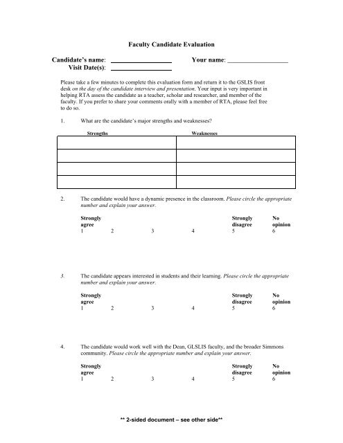 Candidate Evaluation Form