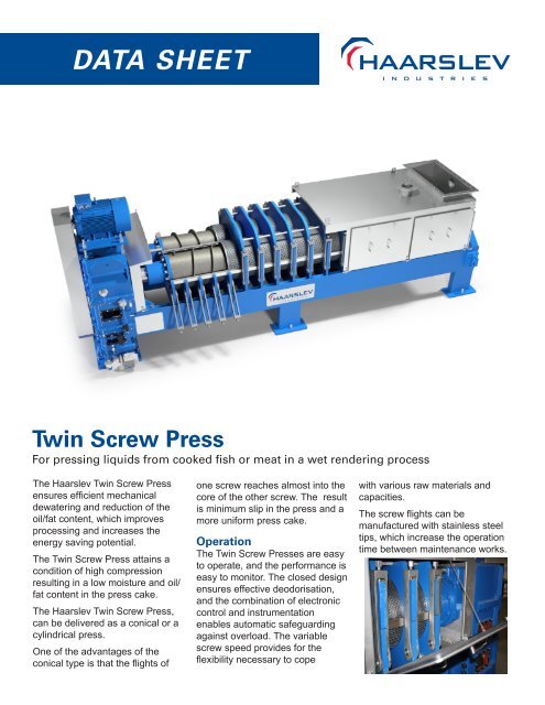 DATA SHEET Twin Screw Press - Haarslev