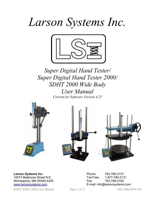 SDHT Series User Manual - Larson Systems Inc.