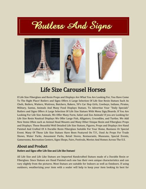 Life Size Carousel Horses