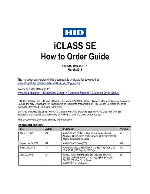 iCLASS SE How to Order Guide