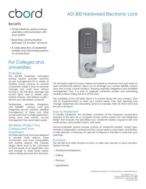 AD-300 Hardwired Electronic Lock - CBORD Solutions for Two-Year ...