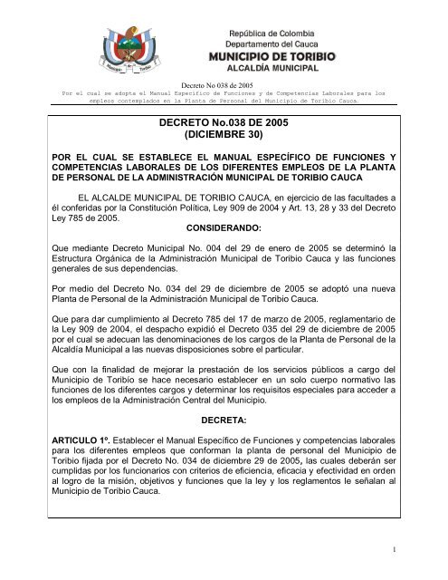 MUNICIPIO DE TORIBIO CAUCA - Alcaldía Toribío