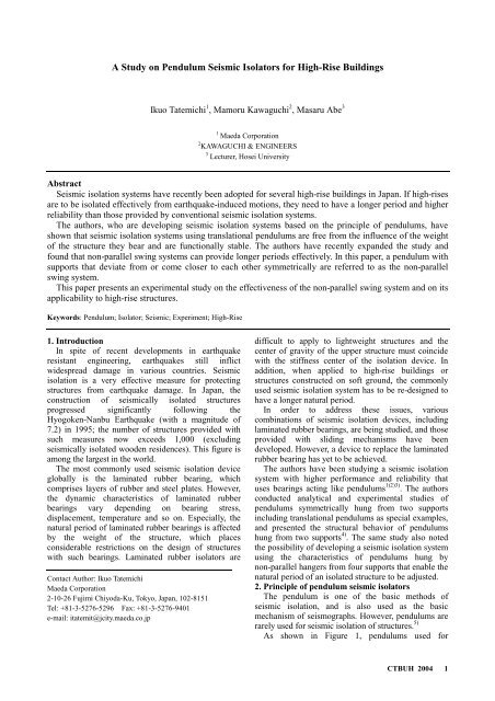 A Study on Pendulum Seismic Isolators for High-Rise Buildings