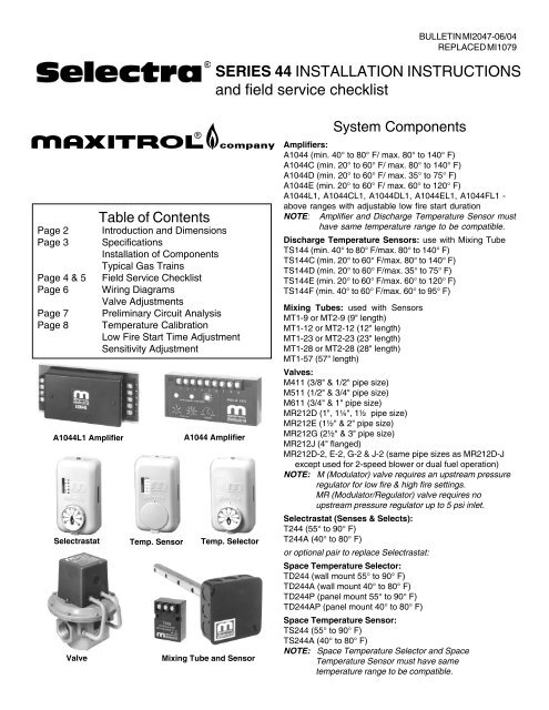 Maxitrol Series 44 Installation Instructions - Greenheck
