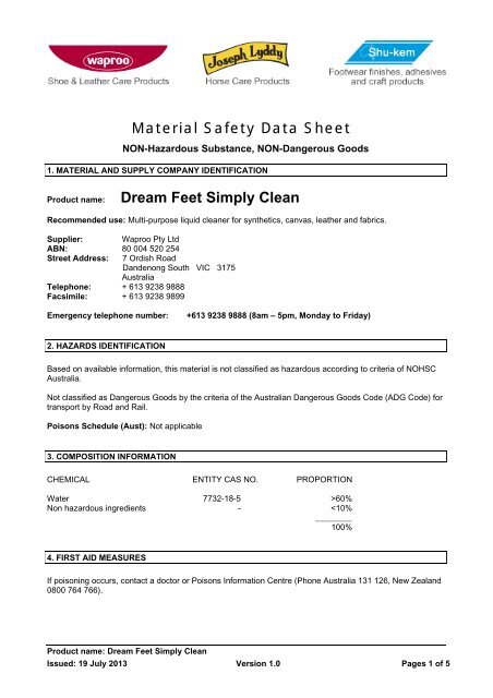 Simply Clean MSDS - Waproo