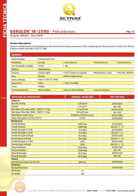 durolon ir-2500 - Activas