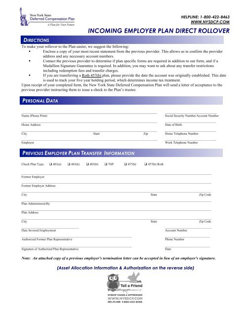 Incoming Employer Plan Direct Rollover Form - New York State ...