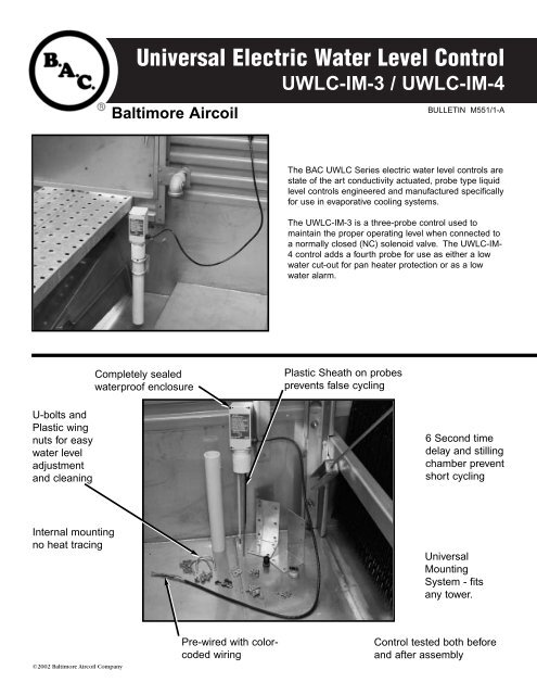 Universal Electric Water Level Control - The Echelmeier Company