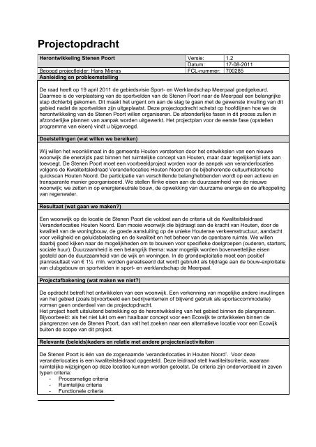 Projectopdracht - Gemeente Houten