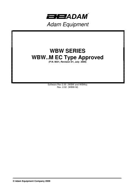 User Manual - Adam Equipment