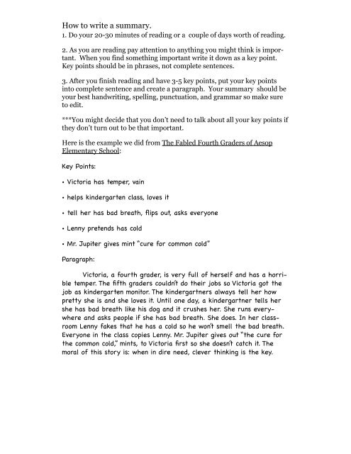 How to write a summary.