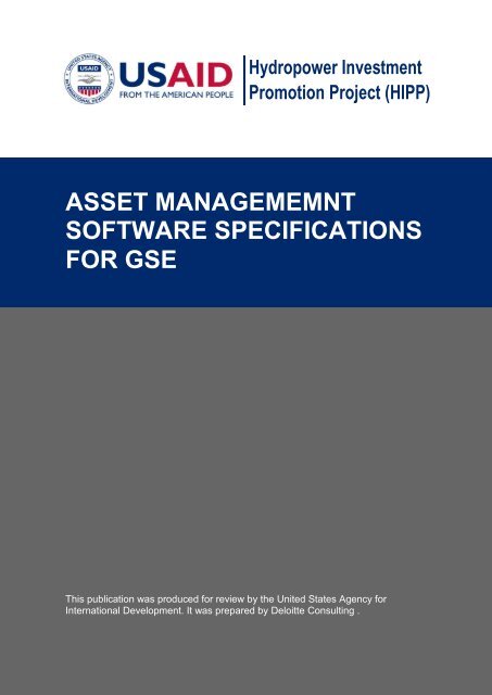 asset management software specifications for gse - Hydropower ...