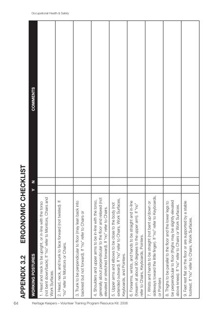 Ergonomic checklist