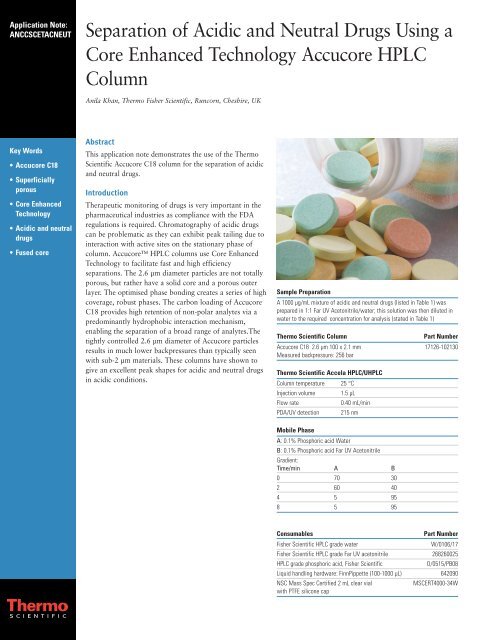 Separation of Acidic and Neutral Drugs Using a Core ... - Cromlab