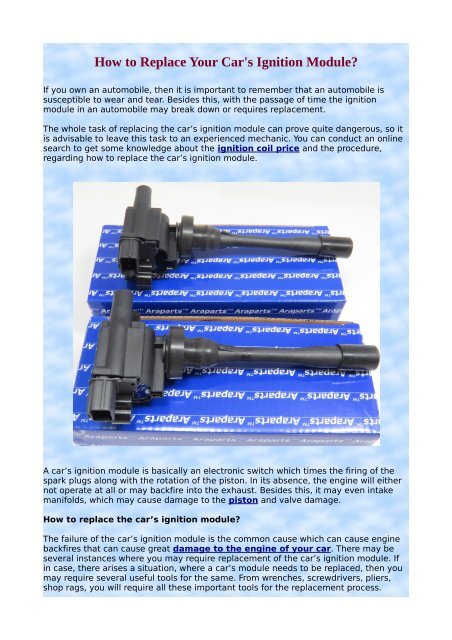 How to Replace Your Car's Ignition Module?